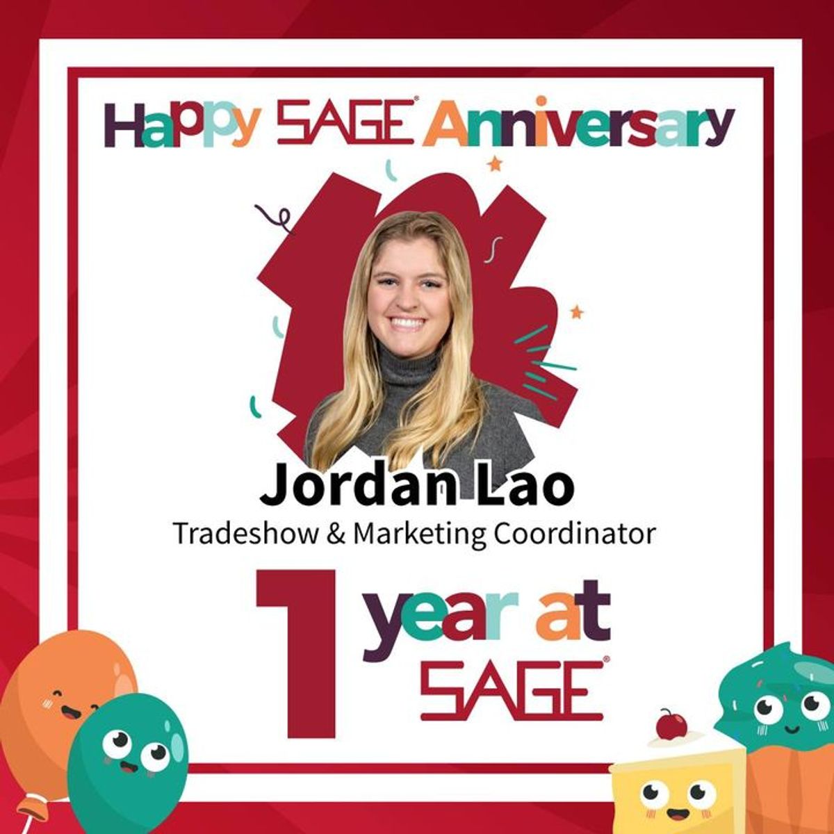 Congrats to Jordan Lao on one year at SA... - SAGE
