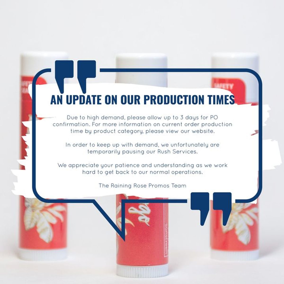 An update on our production times:... - Raining Rose, Inc