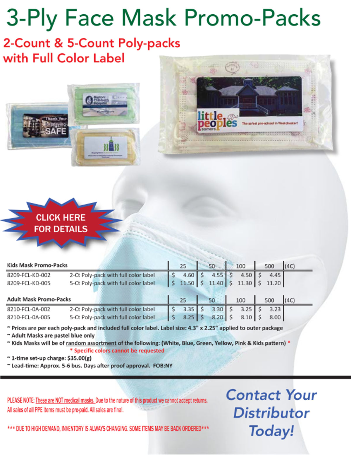 Branded Face Mask Packs for Kids & Adult... - Admatch Regal