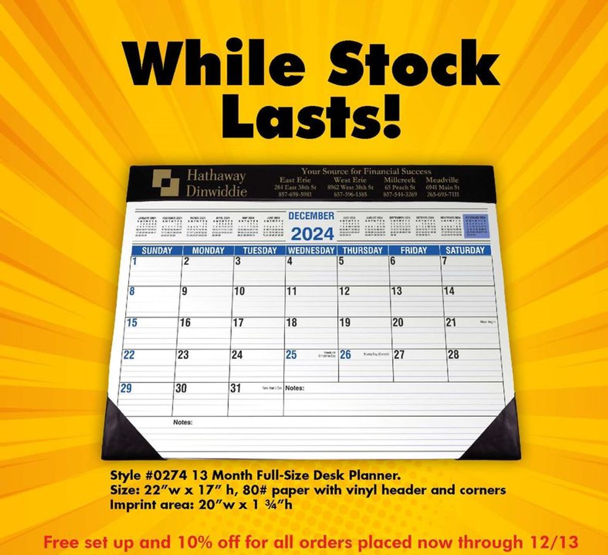 ooops! We ordered too many Desk Planners... - CPS/Keystone