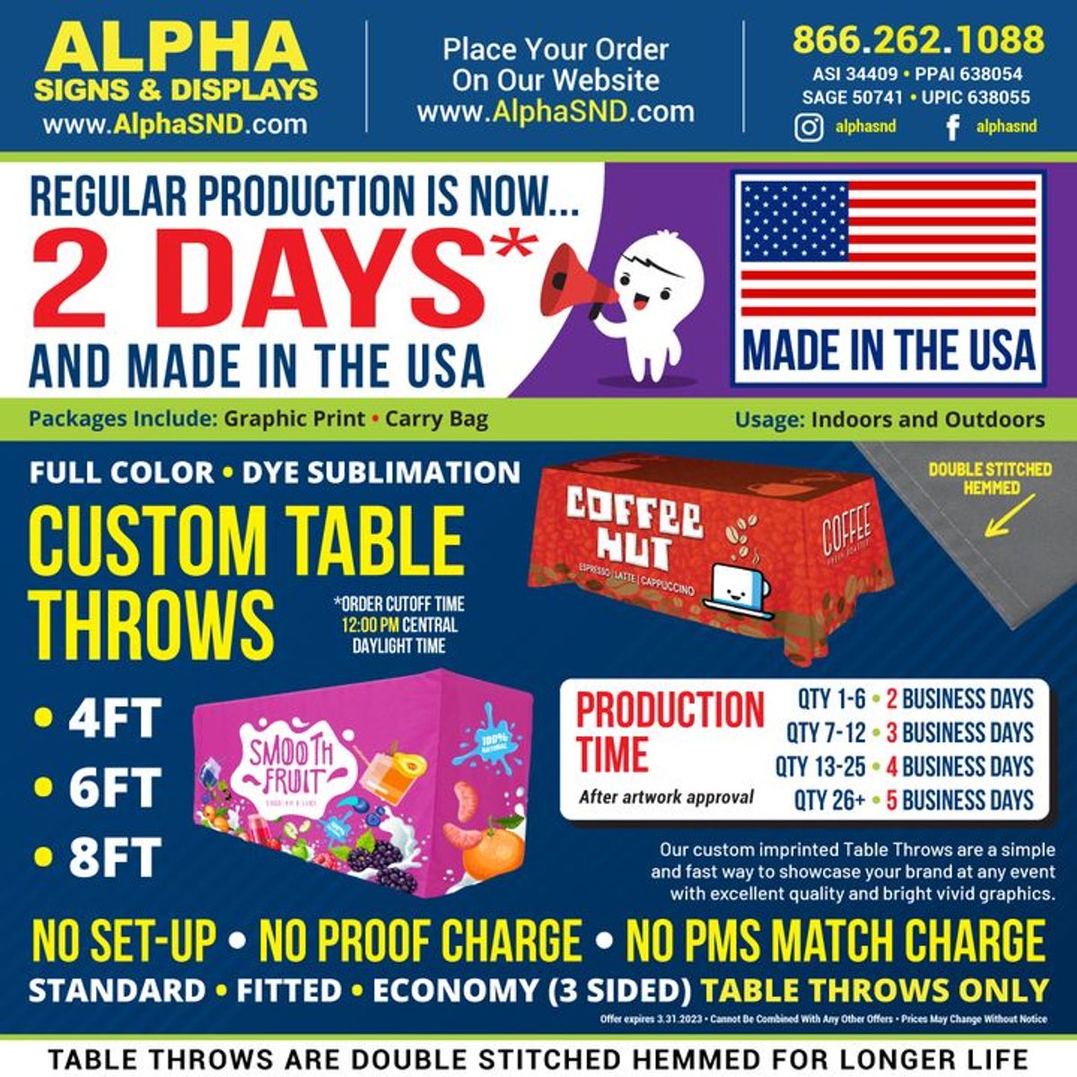 Production on Custom Standard, Fitted, a... - Alpha Signs And Displays